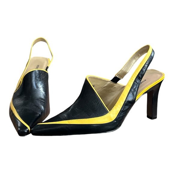 Bellini | Shoes | New Never Worn Black And Yellow Leather Sling Back ...